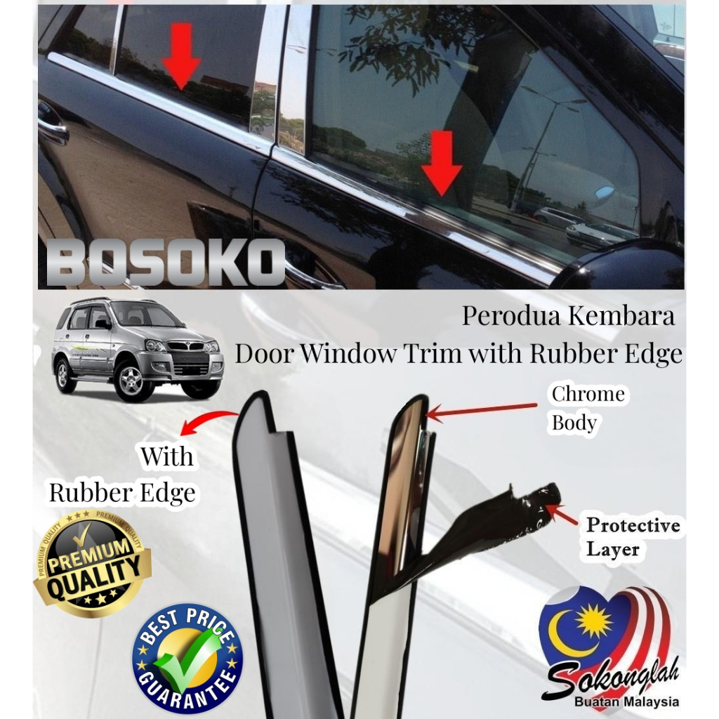 Perodua Kembara Door Window Trim/Stainless Steel Chrome Panel/Door Belt ...