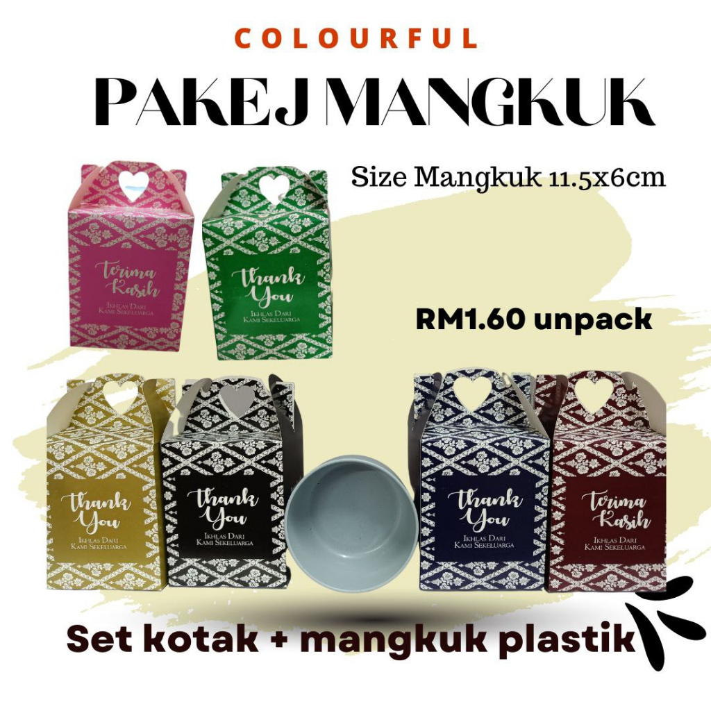 Mangkuk 100pcs doorgift with box goodies wedding kotak batik party gift ...