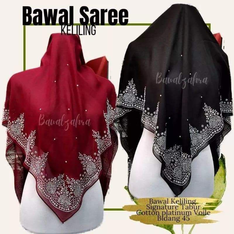 Design Saree Bawal Cotton Batu Manik Keliling Penuh Sampai Depan Bidang ...