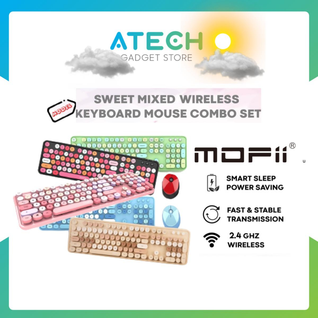 MOFII Sweet Wireless Keyboard set for Laptop Computer PC Gaming Office ...