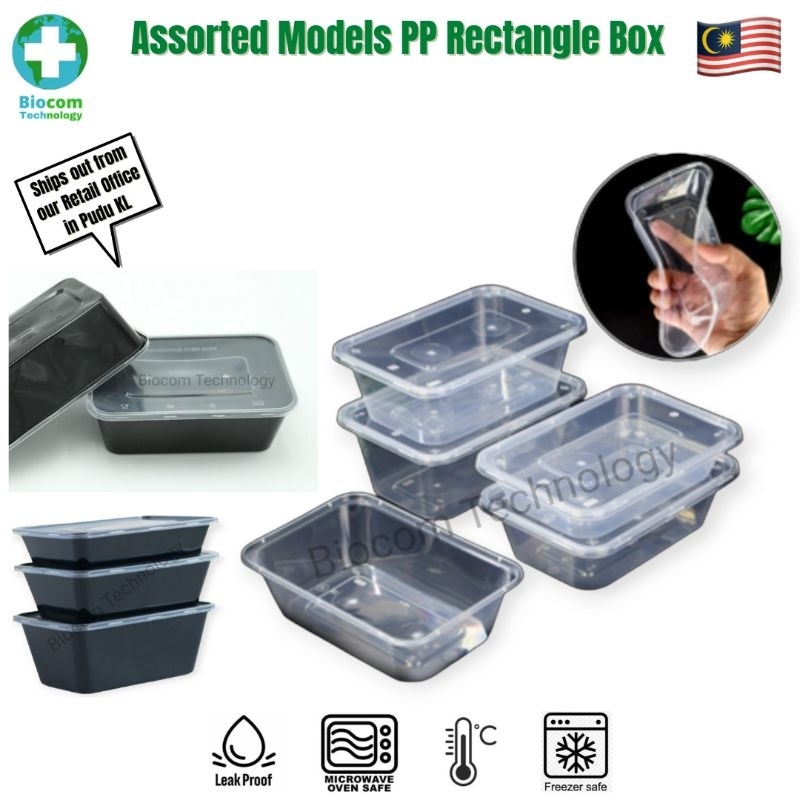 Assorted Sizes 50sets Rectangle Black Clear Plastic Food Container ...