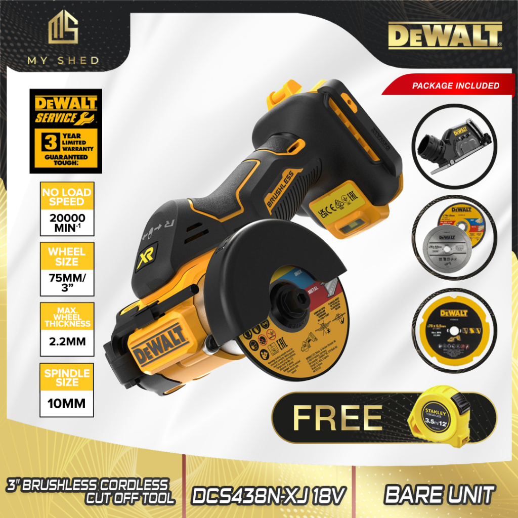 Dewalt DCS438N-XJ 76mm ( 3" ) Brushless Cordless Cut Off Tool ( Bare ...