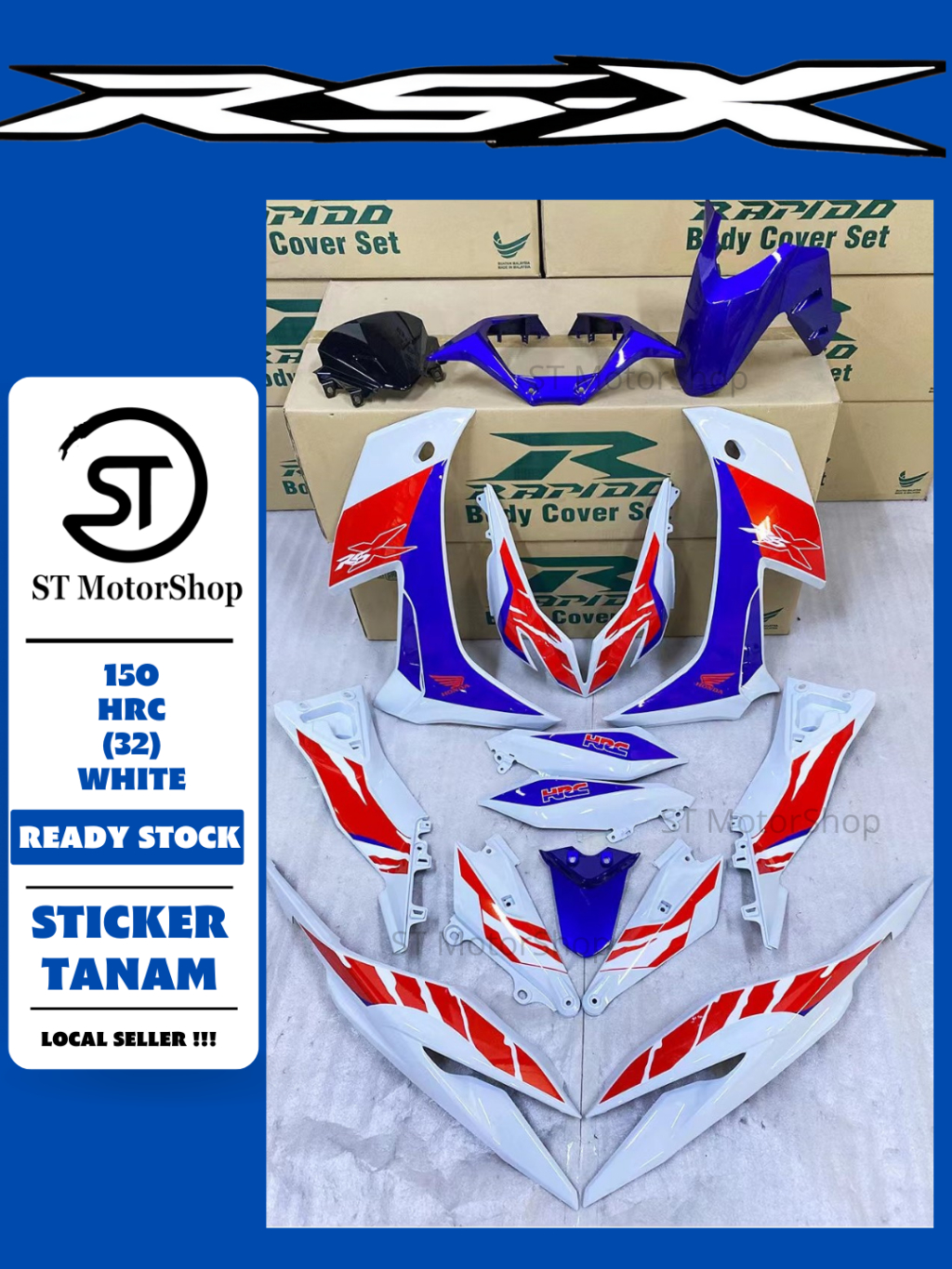 HONDA RSX RS-X 150 HRC (32) WHITE COVER SET (STICKER TANAM) RAPIDO NEW ...