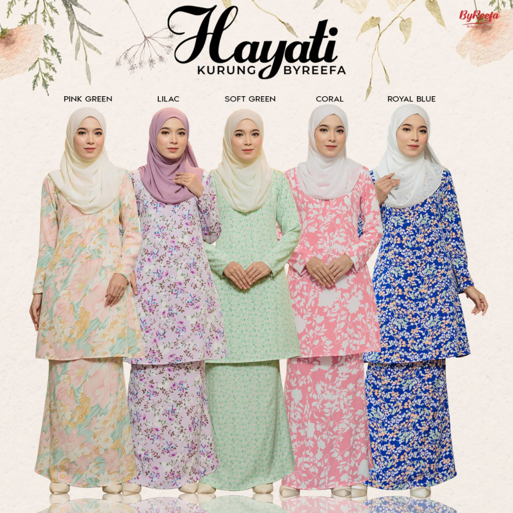 Kurung Hayati ByReefa Collection | Pink Green | Lilac | Soft Green ...