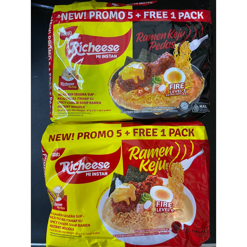Nabati Richeese Mi Instan (Ramen Keju Pedas 67gX5+1pcs/ Ramen Keju ...