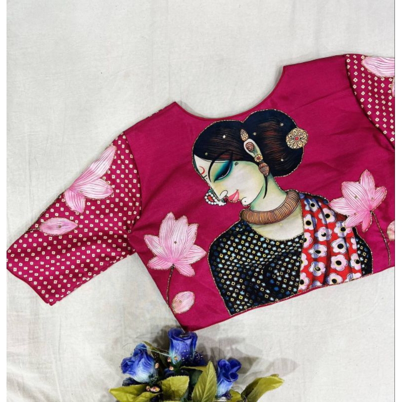Purely silk handmade work boutique style Readymade Saree Blouse ...