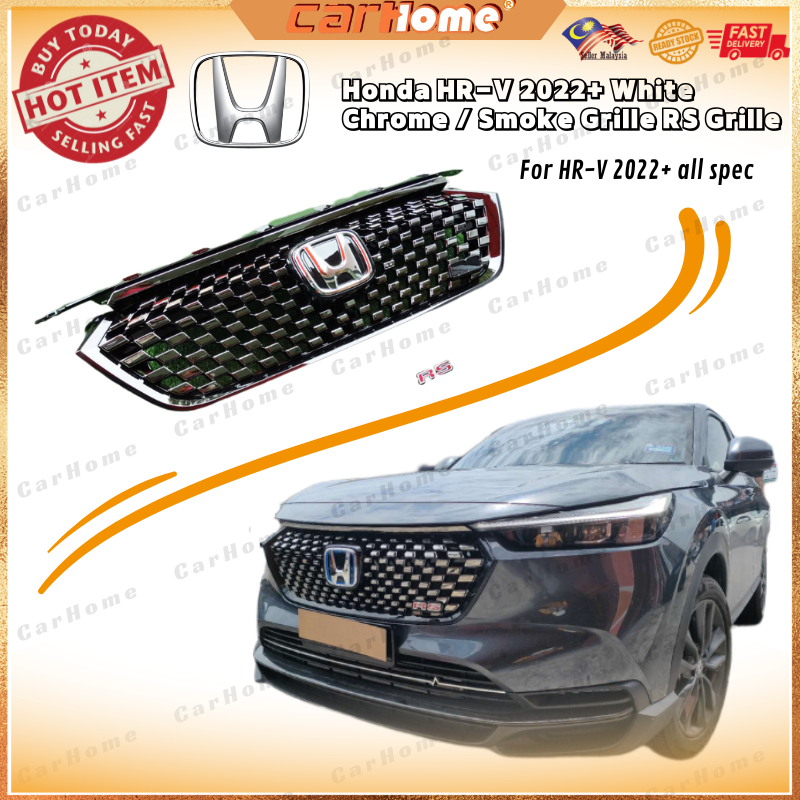 Honda HRV 2022 2023 RS White Chrome / Smoke Chrome Front Grille With Logo H & RS | Shopee Malaysia