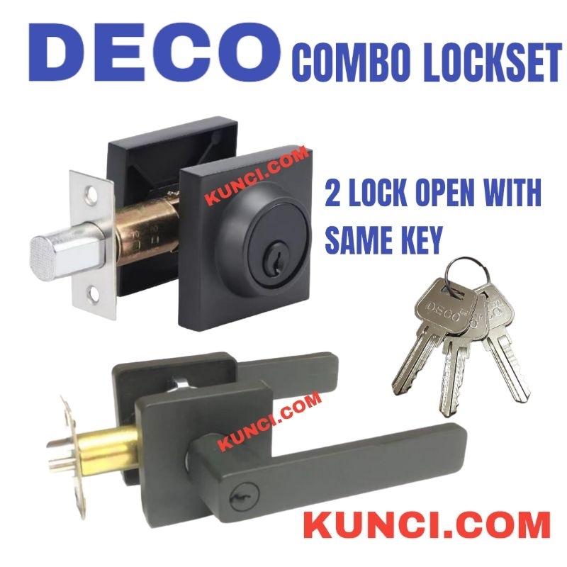 DECO TUBULAR LEVER LOCKSET SINGLE DEADBOLT LOCK SET COMBO LOCKSET ...