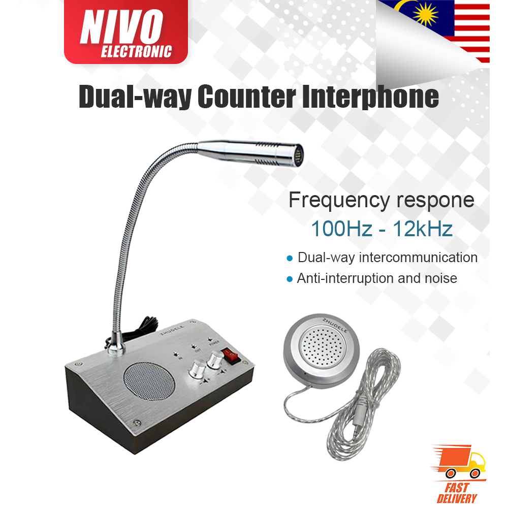 ZDL-9908 Window Intercom 3W Anti-interference interphone Bank Counter System Dual-Way ...