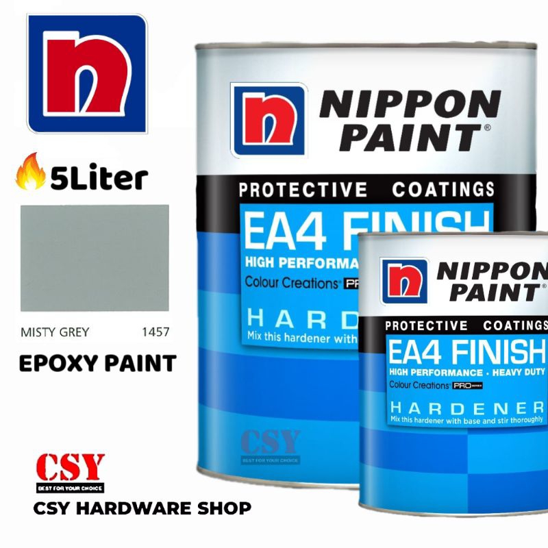 NIPPON PAINT EA4 Epoxy Paint STD / Floor Paint 5Liter / cat Lantai | Shopee Malaysia