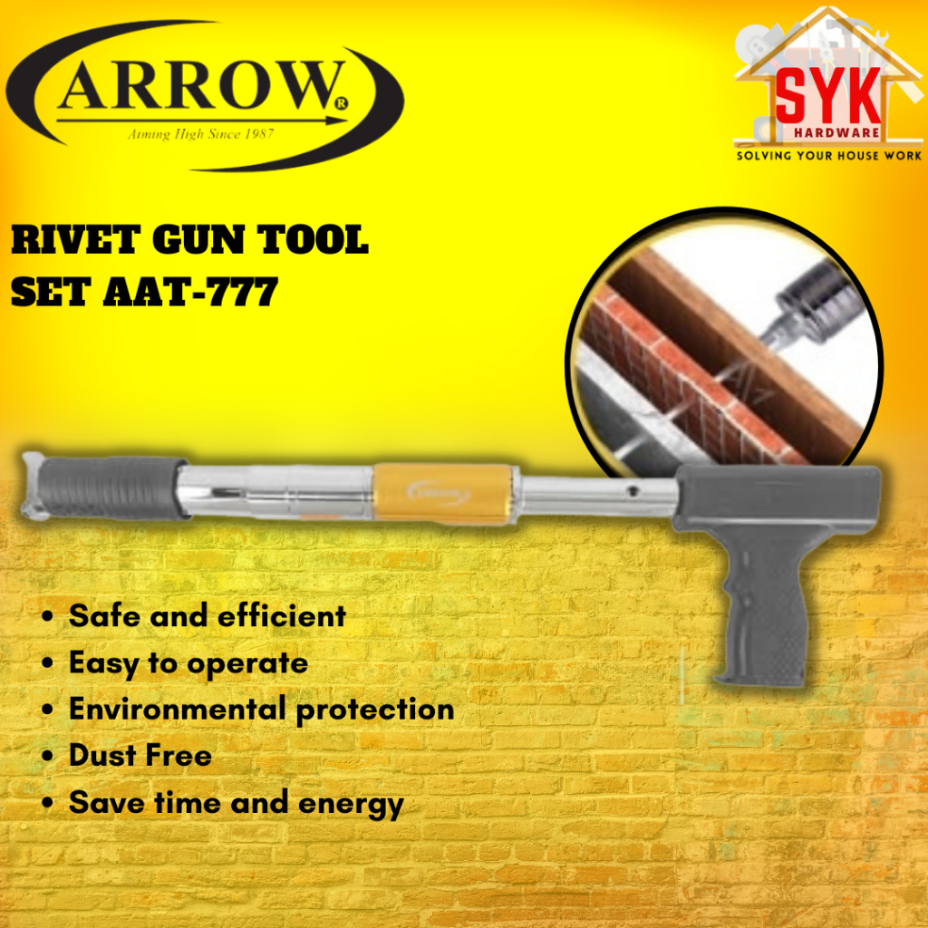 SYK Arrow AAT-777 Powder Actuated Rivet Gun Tools Set Accessories Nail ...