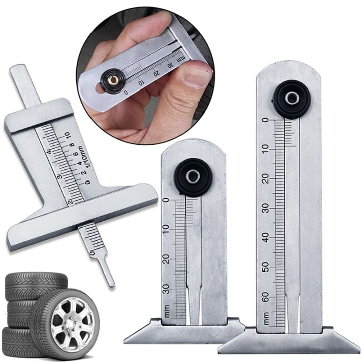 MKR 0-30mm 0-50mm 0-60mm Car Tyre Tire Tread Vernier Depth Gauge ...