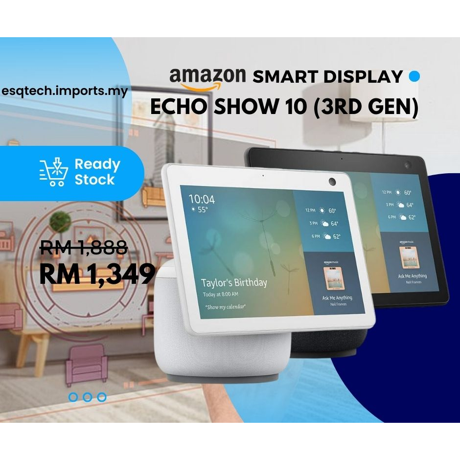 Echo Show 10 (3rd Gen) | Smart display with Motion Tracking and Alexa | Charcoal or Glacier ...