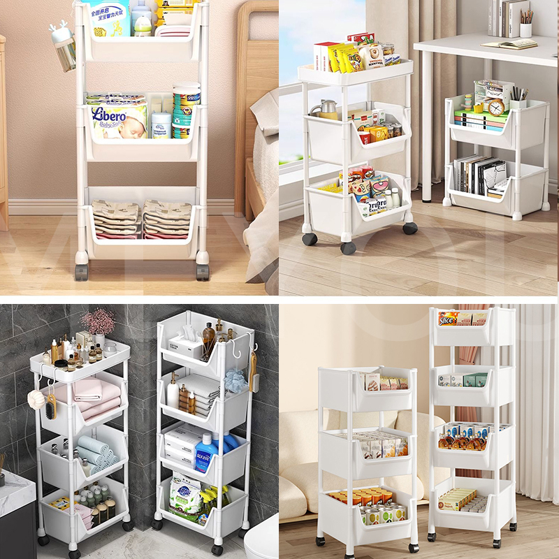 Multi-Layer Storage Rack With Wheels Movable Book Shelf Rack Household ...