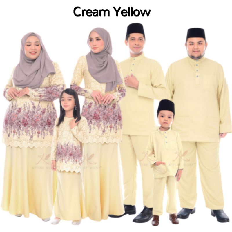 🔥TEMA SEDONDON CREAM YELLOW - SET SEDONDON FAMILY IBU (SIZE 32-60) DAD ...
