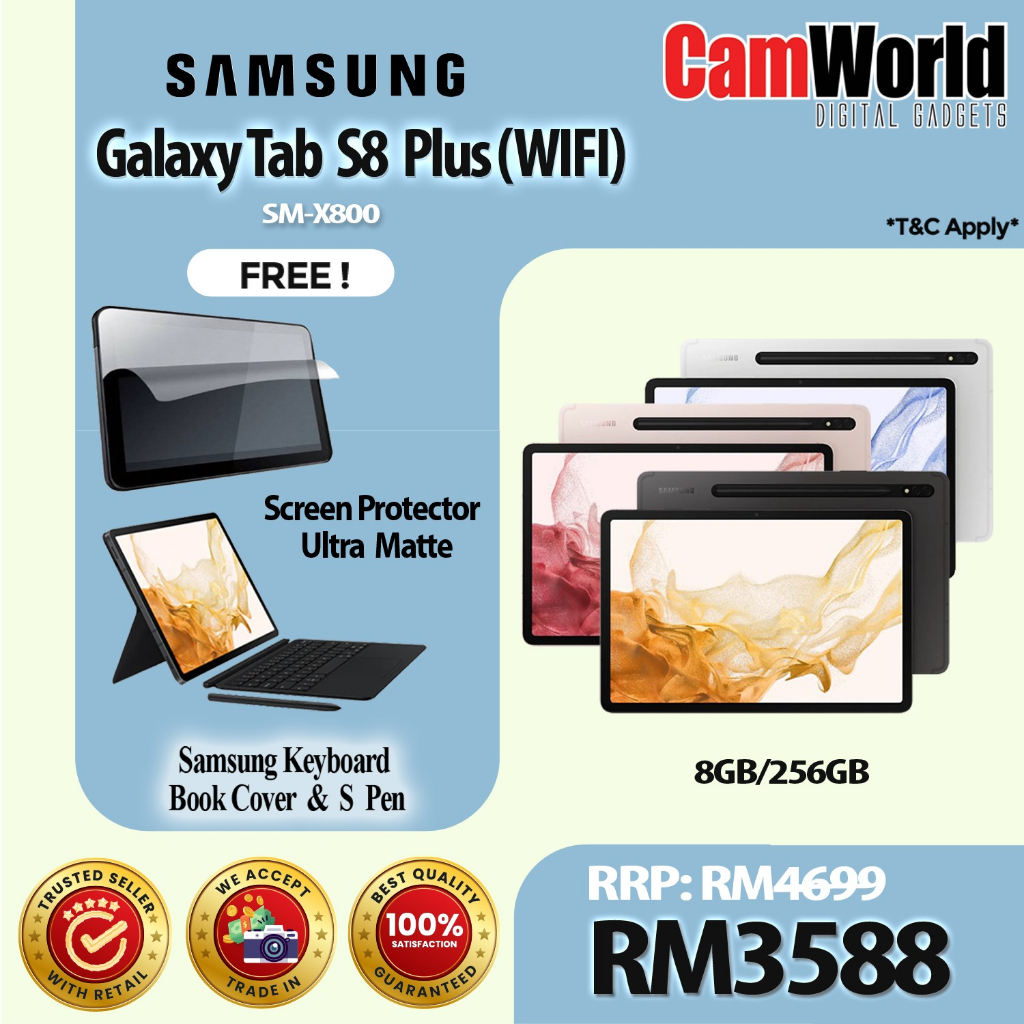 Samsung Galaxy Tab S8+ / S8 PLUS SM-X800 ( 8GB + 256GB ) With Ultra ...