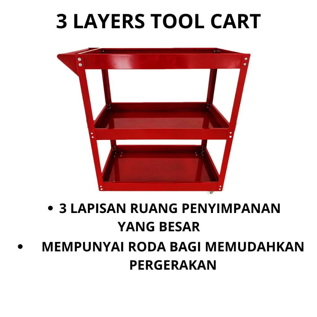 350kg Heavy Duty 3 Layers Service Cart Metal Steel Tool Cart Trolley ...