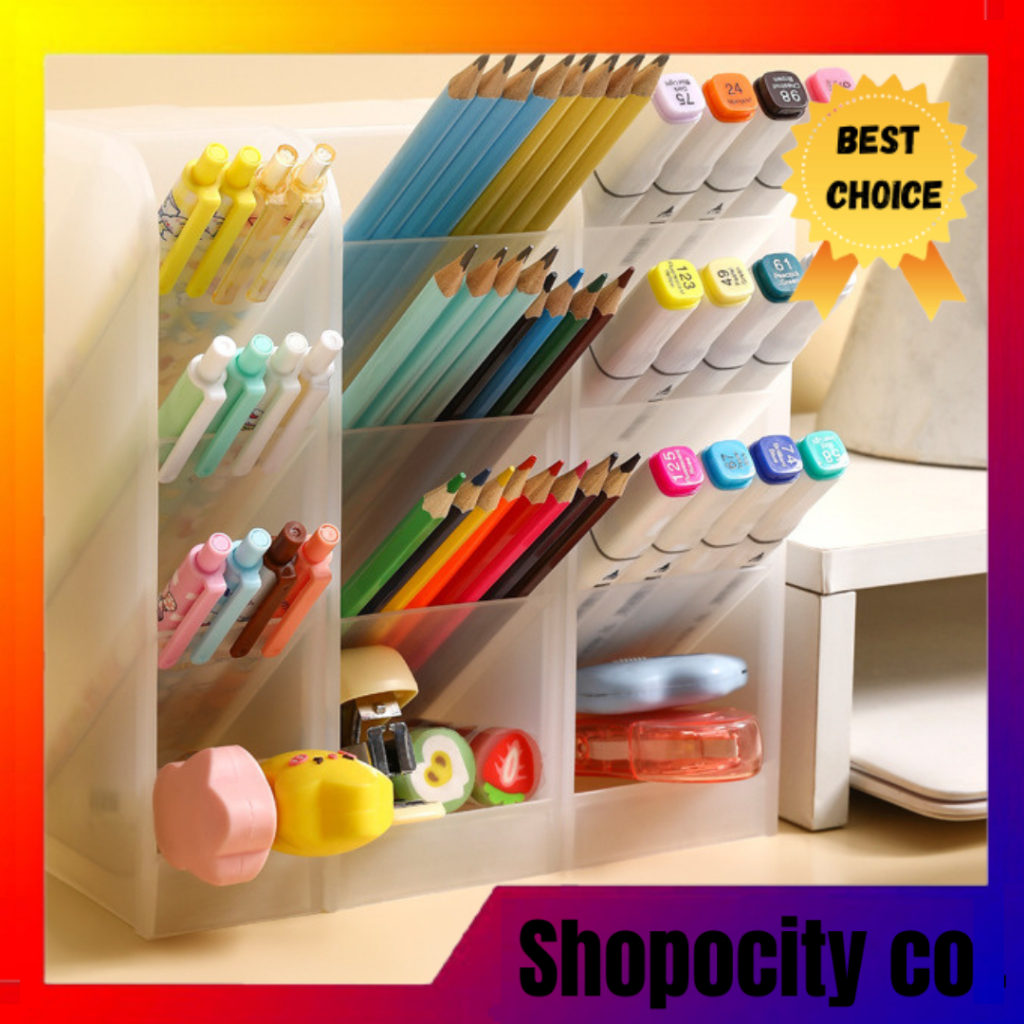 4 Grids Pencil Pen Holder Office Supply Desktop Organizer Stationery ...