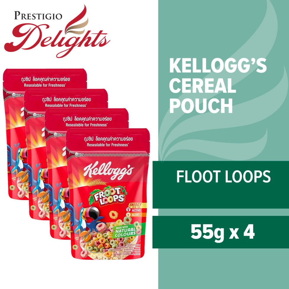 Kellogg's Froot Loops Cereal Pouch 55g x 4 [Expiry date : 8/2025 ...