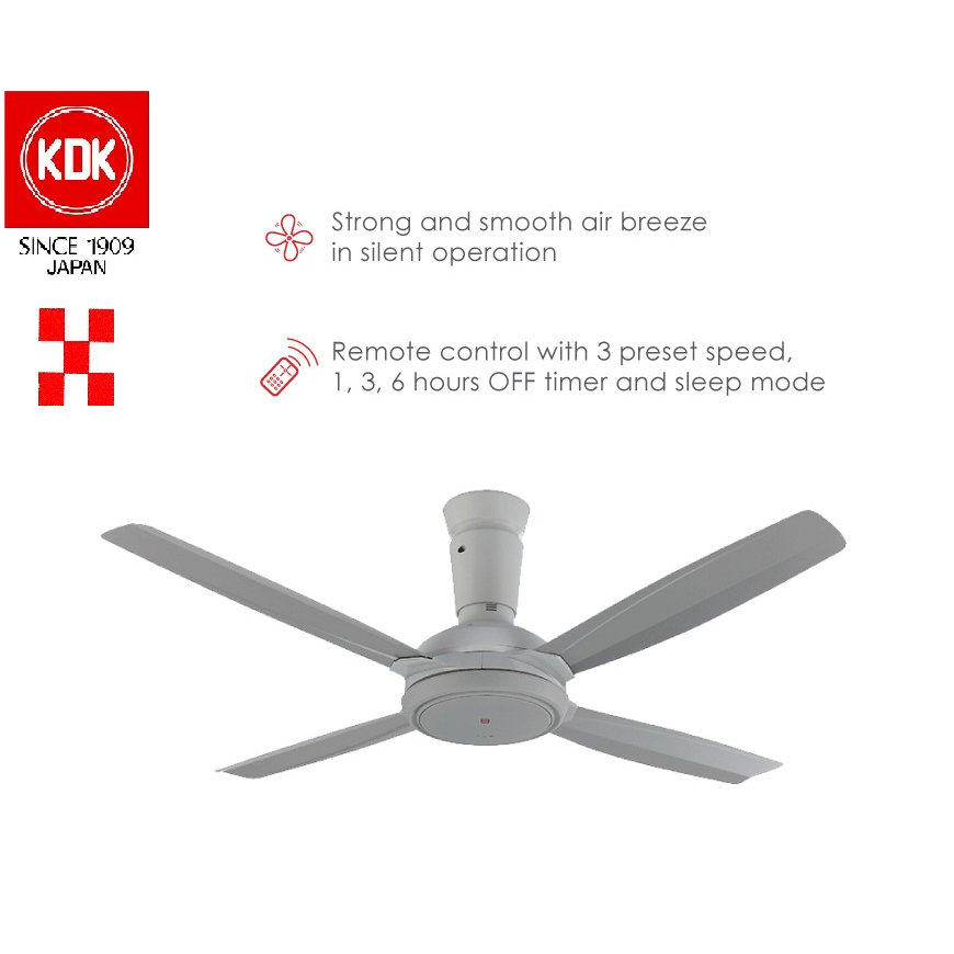KDK 4 Blade 5 Blades 56" Remote Control Ceiling Fan K14XZ K14YZ (Grey ...