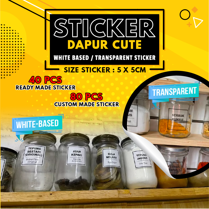 80 PCS STICKER LABEL BARANGAN DAPUR MINIMALIST | 5 X 5 CM SIZE | Shopee ...