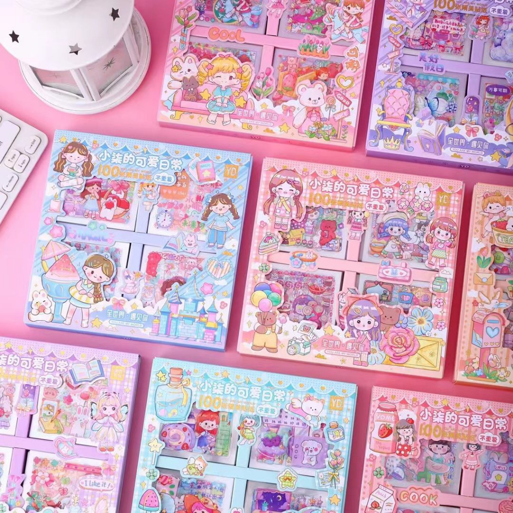 100pcs Cute Sticker Set korean ins Sticker Box Stiker Cute Murah ...