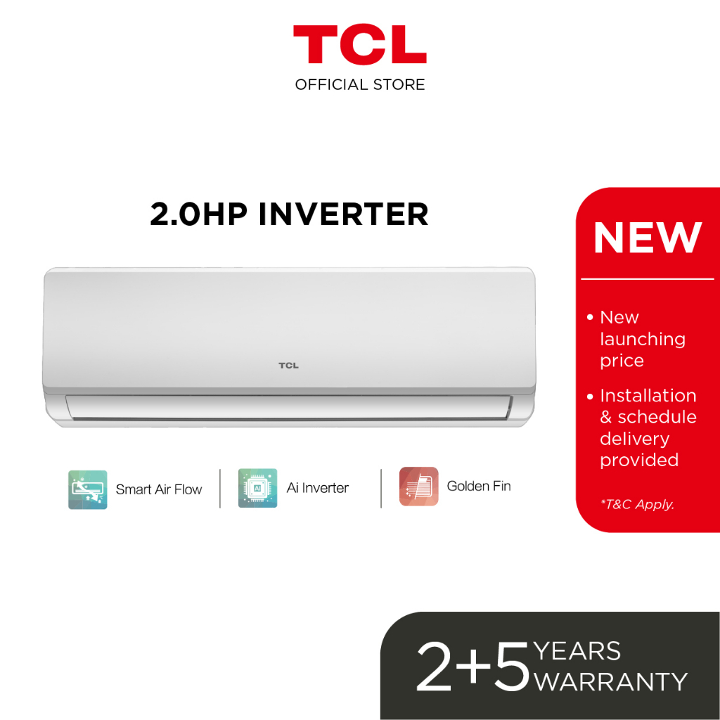 TCL 2.0HP Inverter Air Conditioner R32 3D Air Flow Golden Fin Aircond ...