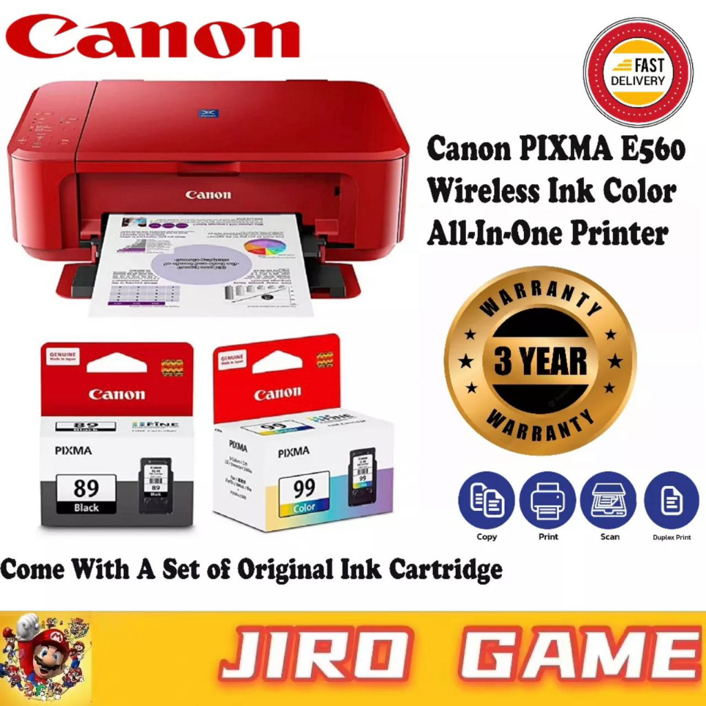 Canon PIXMA E560 Wireless Ink Color All-In-One Printer / Duplex Print ...