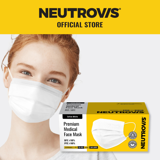 Neutrovis 3-Ply Premium Medical Face Mask 50s - Cotton White | Shopee ...