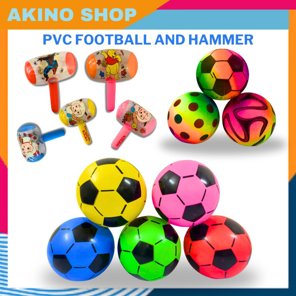 Inflatable Football Design Soccer Ball And Baby Hammer PVC Rubber Ball ...