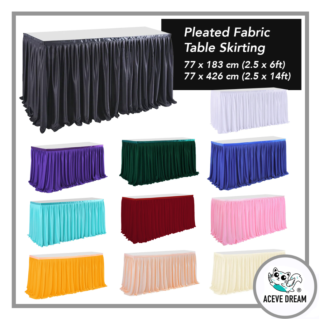 ACEVE DREAM READYSTOCK Pleated Table Skirting Meja Hotel Pleat Wedding ...