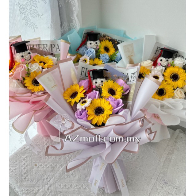Graduation bouquet / graduate soap sunflower dried flower/graduation ...