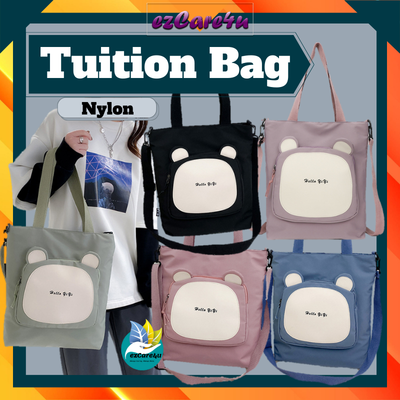 Tuition Bag Shoulder Sling Bag Nylon Student Bag Tote Bag Zipper Cute ...