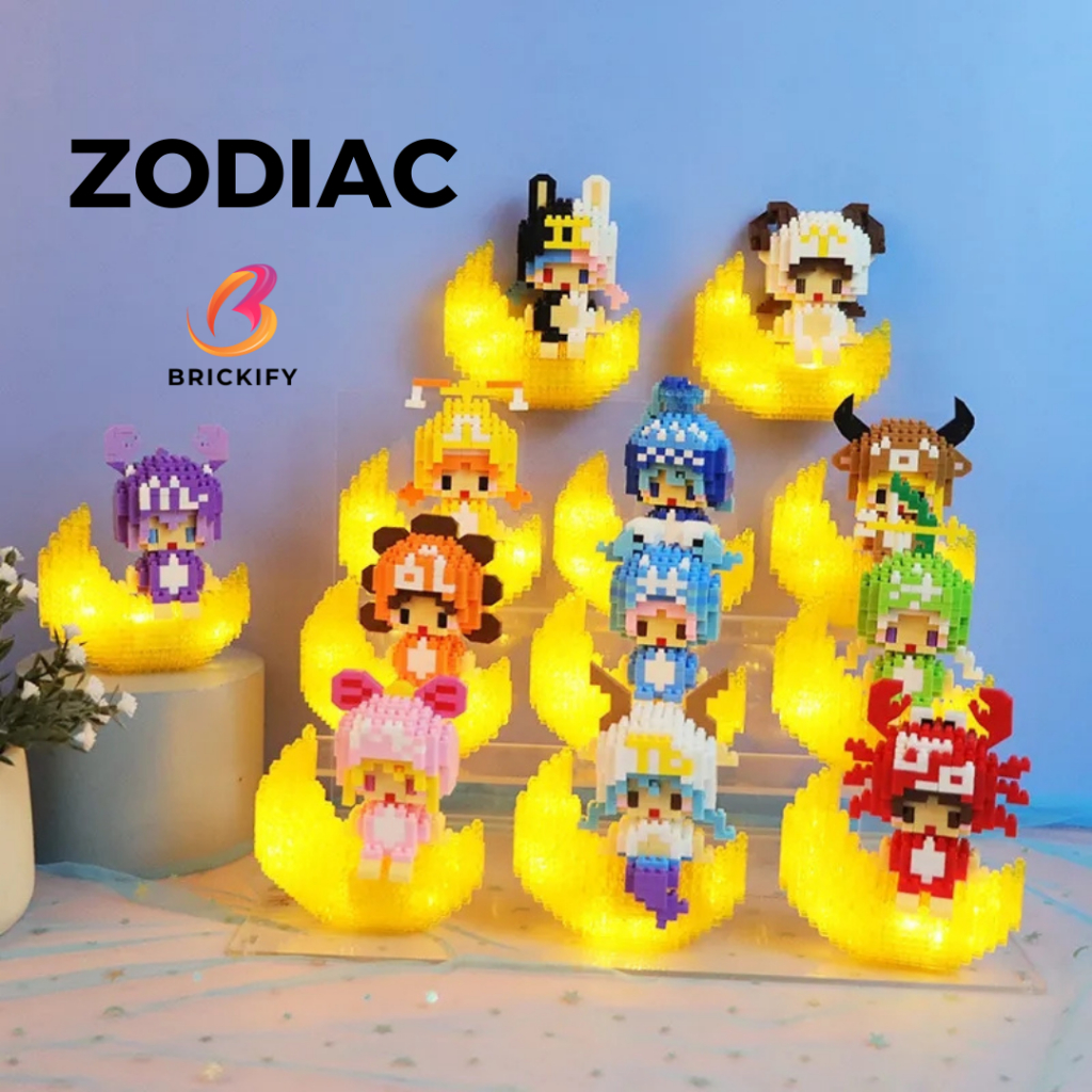 Twelve Constellations Zodiac Moon with LED Building Block Gift ...