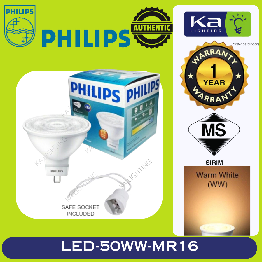 PHILIPS 4.5W (4.5-50W) MR16 240V 36 DEGREE ESSENTIAL LED MAINS - DIRECT ...
