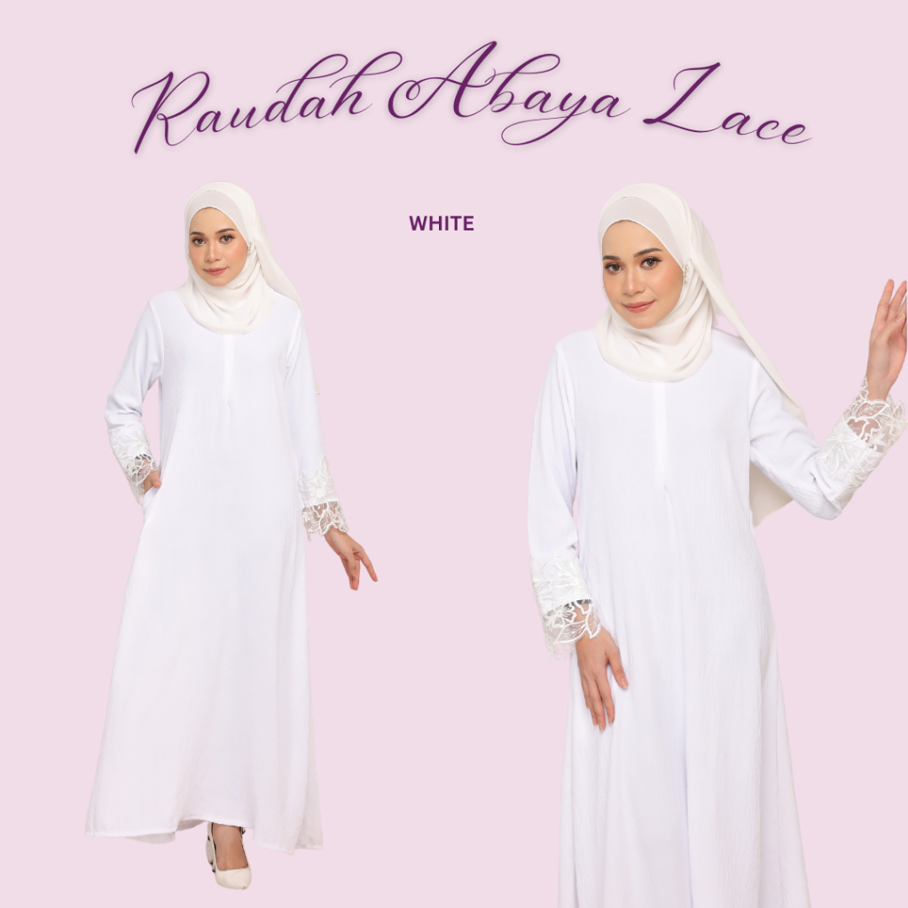 RAUDAH KAFTAN IRONLESS JUBAH SULAM LACE HAJI & UMRAH | Shopee Malaysia