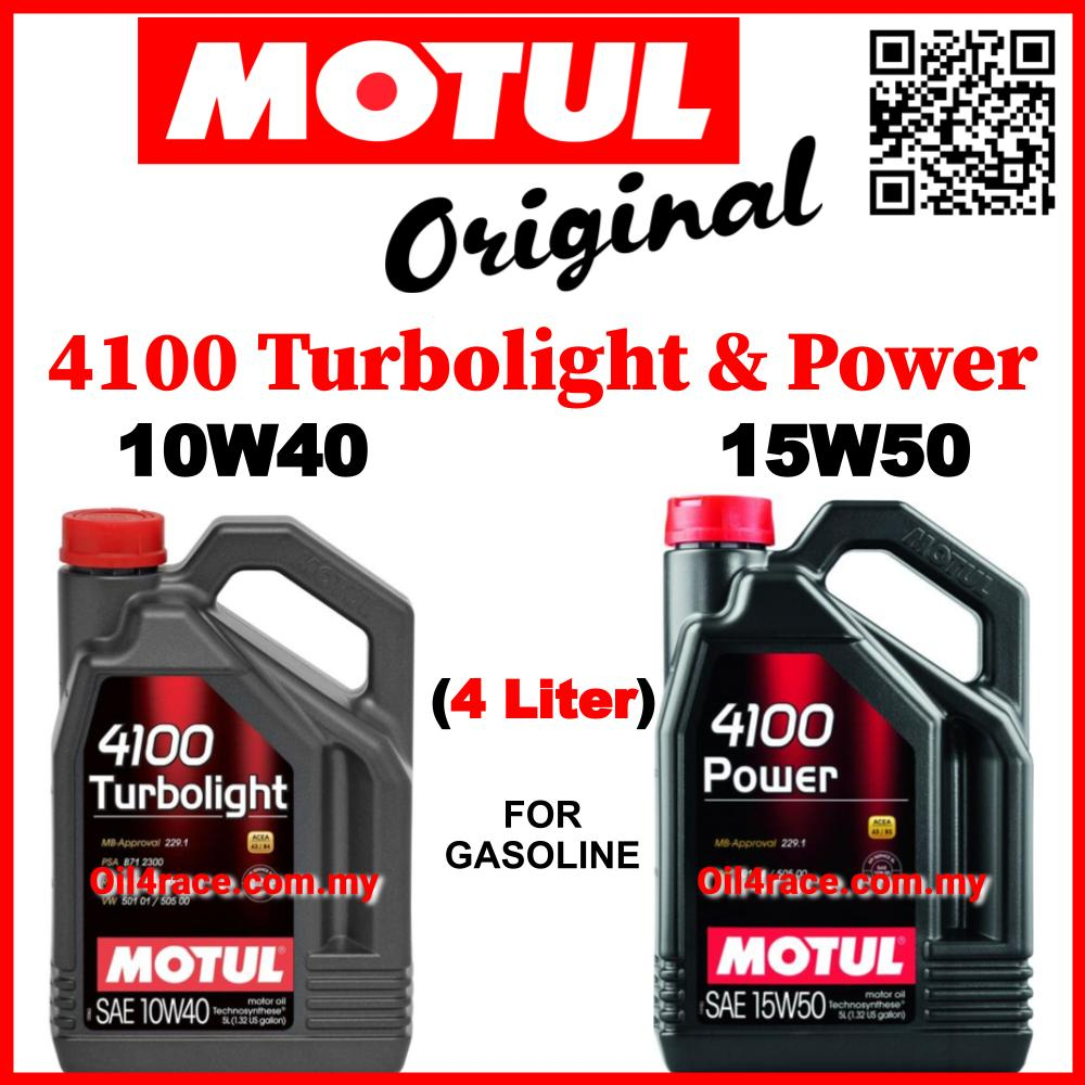 MOTUL 4100 Turbolight 10W40 4100 Power 15W50 (4L) Engine Oil | Shopee ...