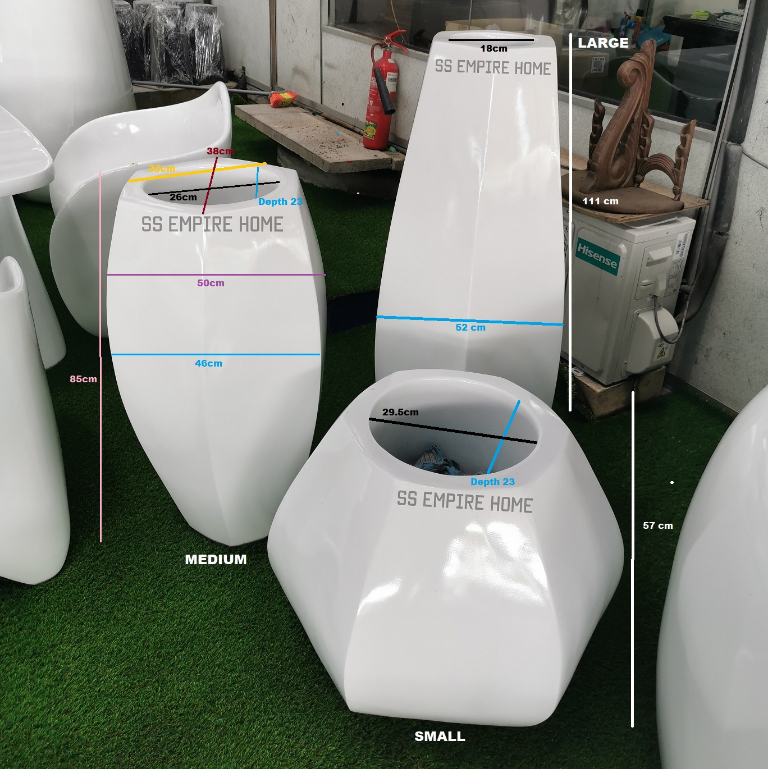 REX FP35 Fiberglass Tall Hexagon Flower Pot Pasu Bunga Garden Taman ...