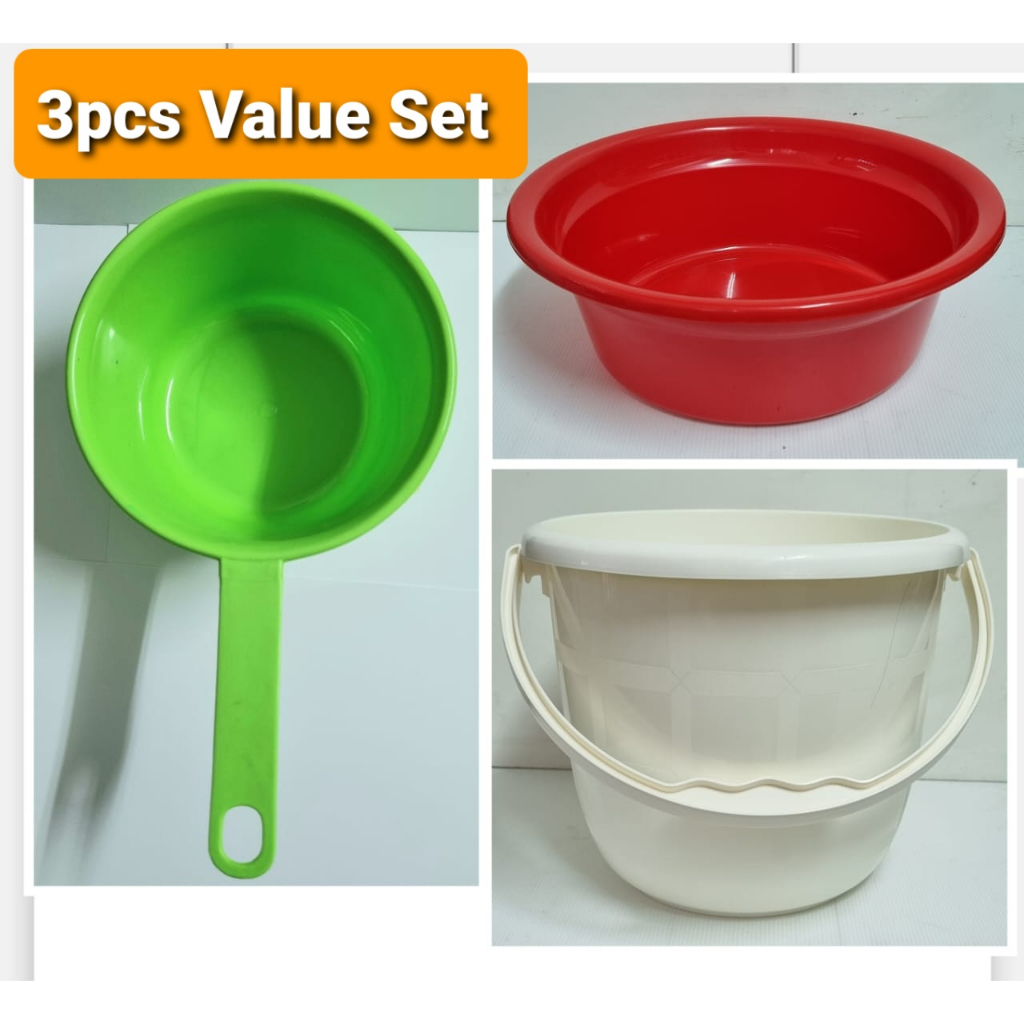 Pony Homewares Value Set (3 in 1) Water Bucket + Wash Basin + Water ...