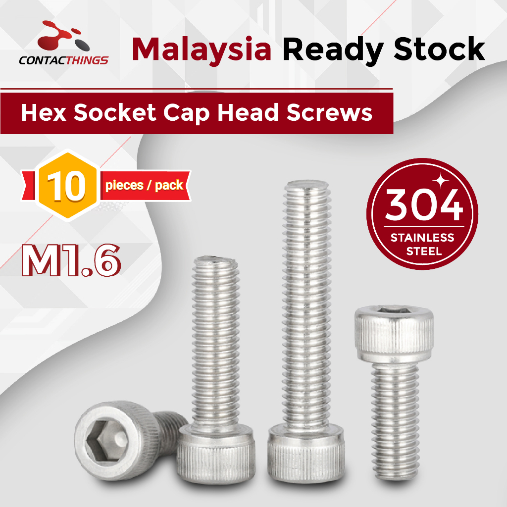 M1.6 304 Stainless Steel Hex Socket Cap Head Screw | Shopee Malaysia
