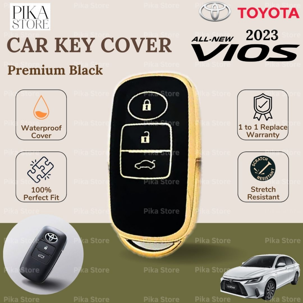TOYOTA VIOS 2023 Key Cover Car Case Premium Black TPU Cover Kunci ...