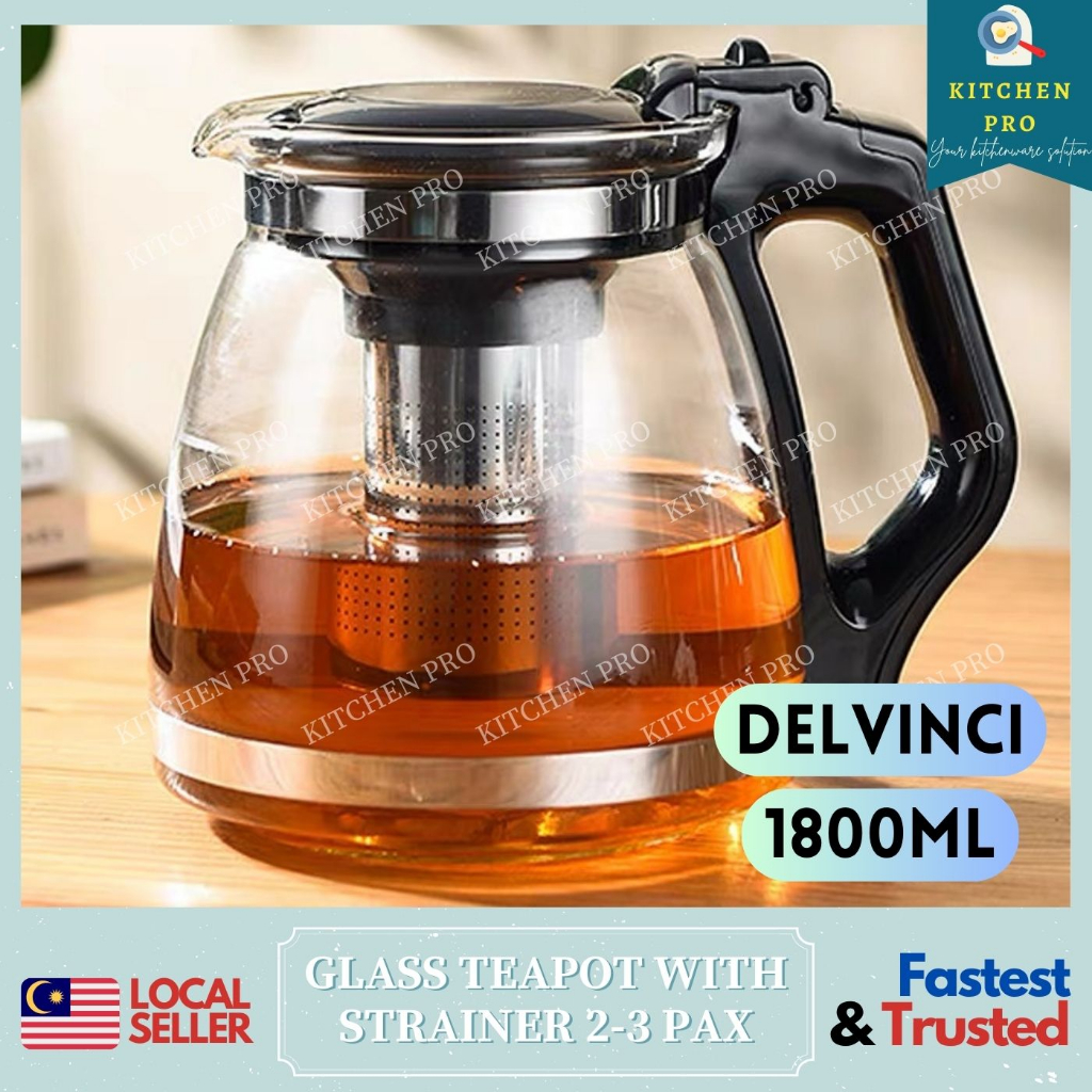 𝐊𝐈𝐓𝐂𝐇𝐄𝐍 𝐏𝐑𝐎 | DELVINCI Glass Teapot Chinese Tea With Strainer 1800ml ...