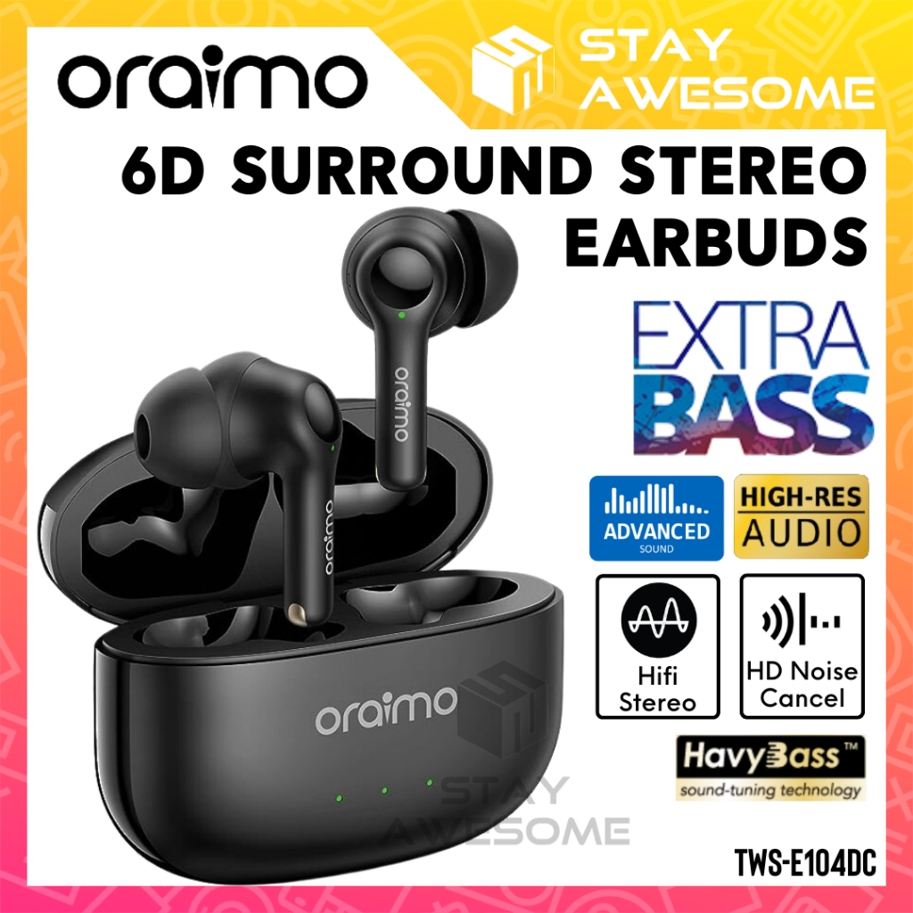 ORAIMO Low Latency Gaming Super Bass Bluetooth Black Earbuds TWS True ...