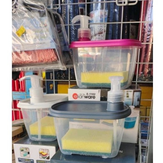 Soap Dispenser box with Sponge 2in1/Bekas Sabun Cuci Tangan pinggan ...