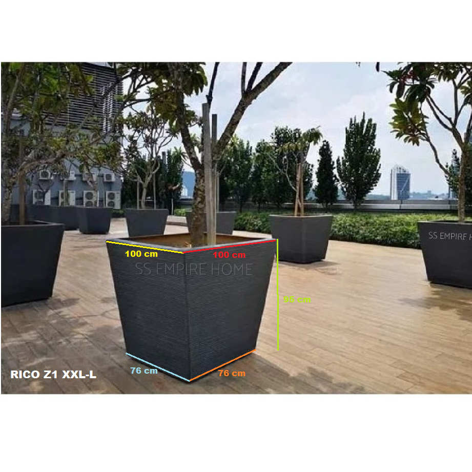 RICO Z1 XXL-L Line 100x100x95cm Fiberglass Flower Pot Pasu Bunga Garden ...
