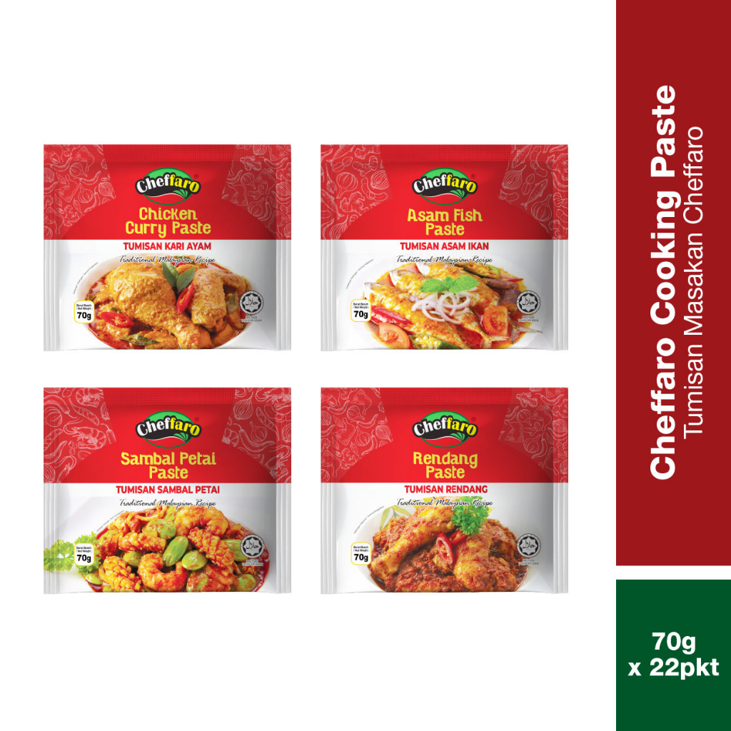 Cheffaro Instant Mini Pack Curry Chicken/Rendang/Asam Fish/Sambal Petai ...