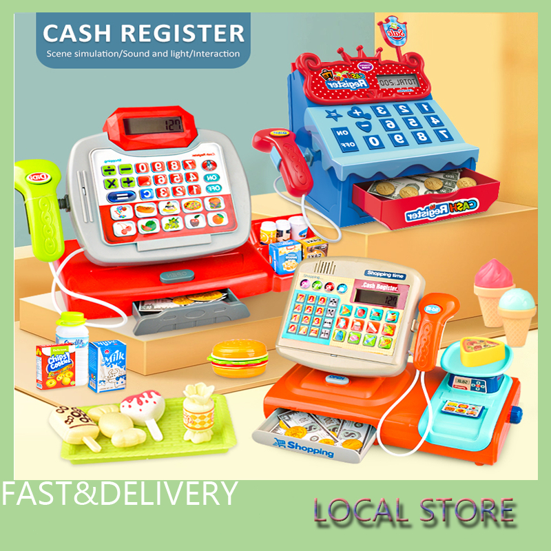 Cashier Machine Toys Pretend Play Set Supermarket Cash Register Casher ...