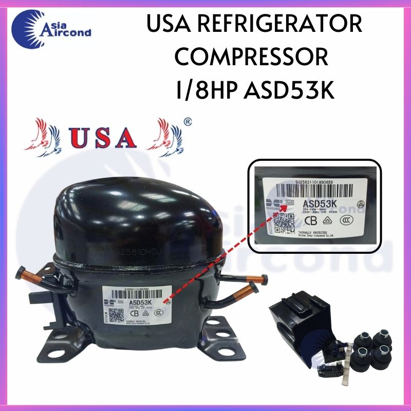 USA REFRIGERATOR COMPRESSOR 1/8 HP 【 ASD53K】 | Shopee Malaysia