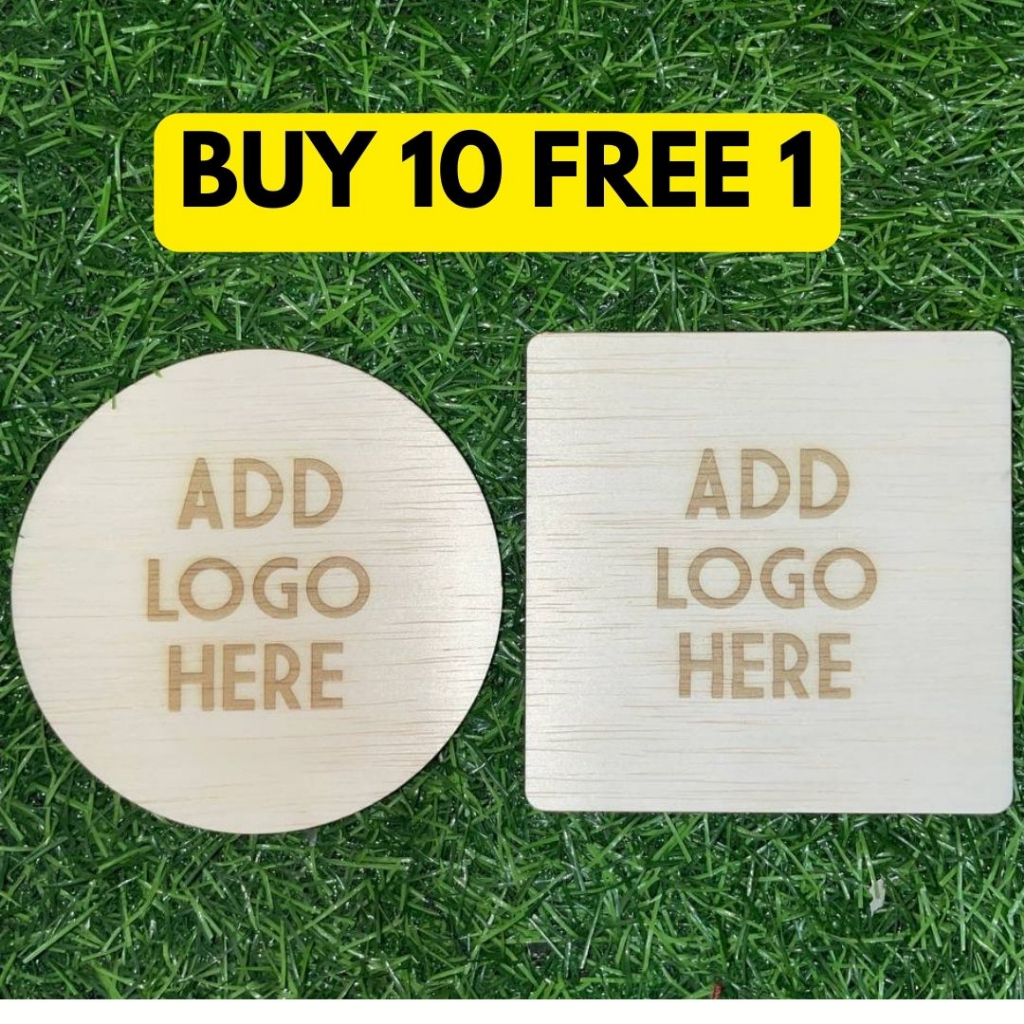 Coaster Custom Customize wood coaster Name Logo Engrave Coaster Cafe ...