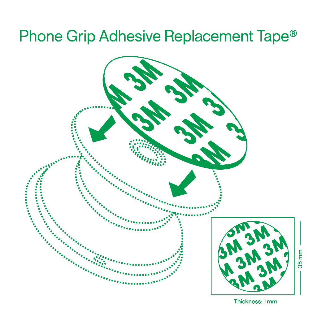 3M Phone Grip/Grip Tok/Popsocket Adhesive Replacement Tape 35mm 2pcs ...